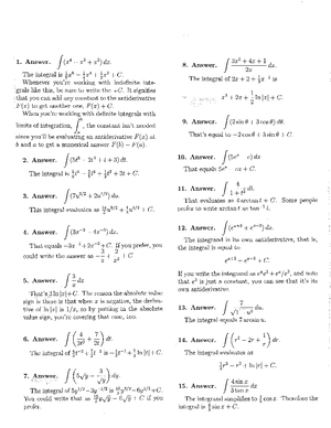 Calculus 1 Antiderivatives - Integral - MATH 051 - Antiderivatives ...