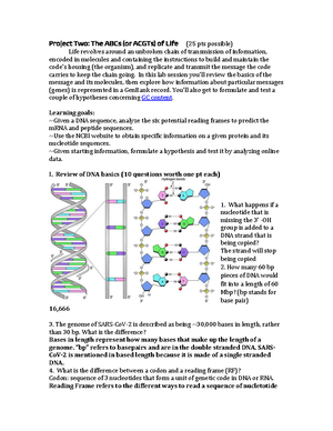 Bioproject 5 - Lab 5 - Project Five: MSAs and Trees (53 points ...
