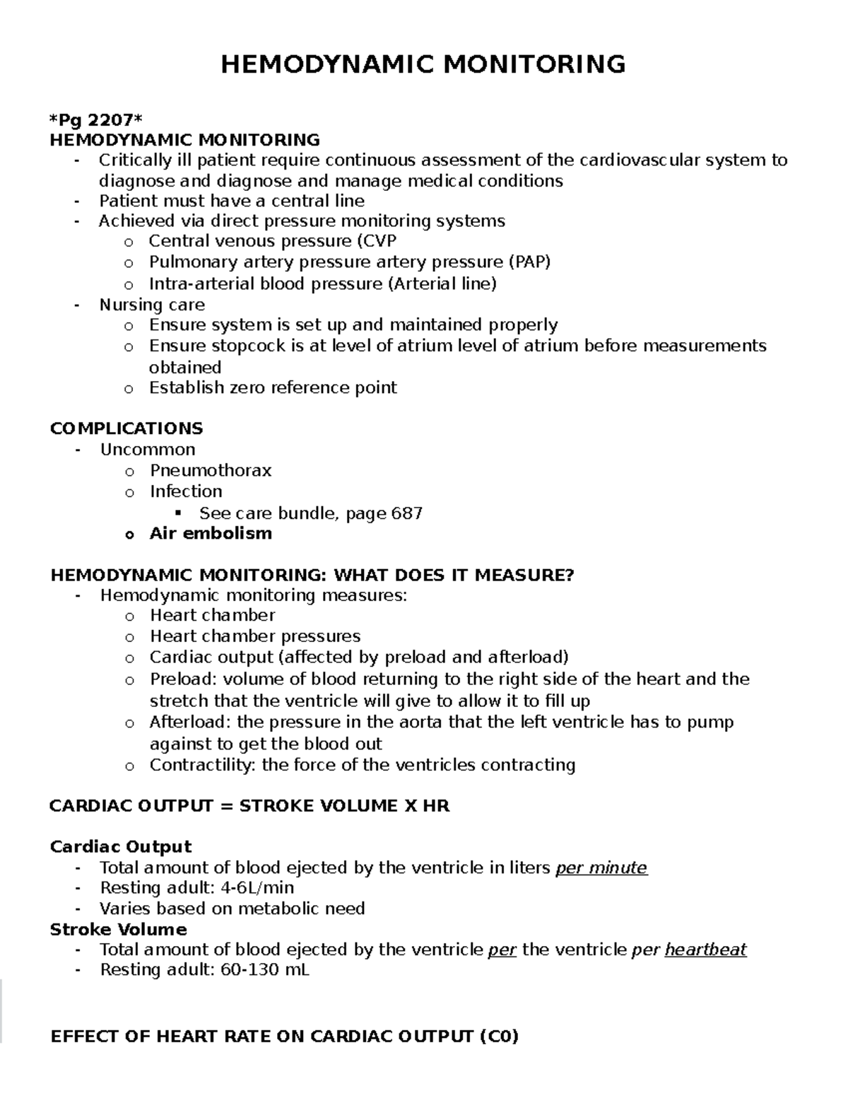 Week 1 Hemodynamic Monitoring - Read-Only - HEMODYNAMIC MONITORING Pg ...