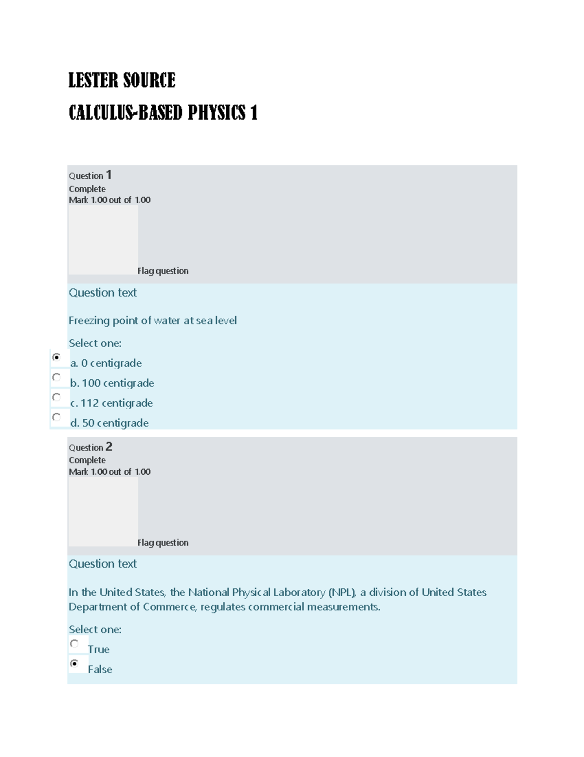 Calculus-Based Physics 1 PQ1-PQ2 - LESTER SOURCE CALCULUS-BASED PHYSICS ...