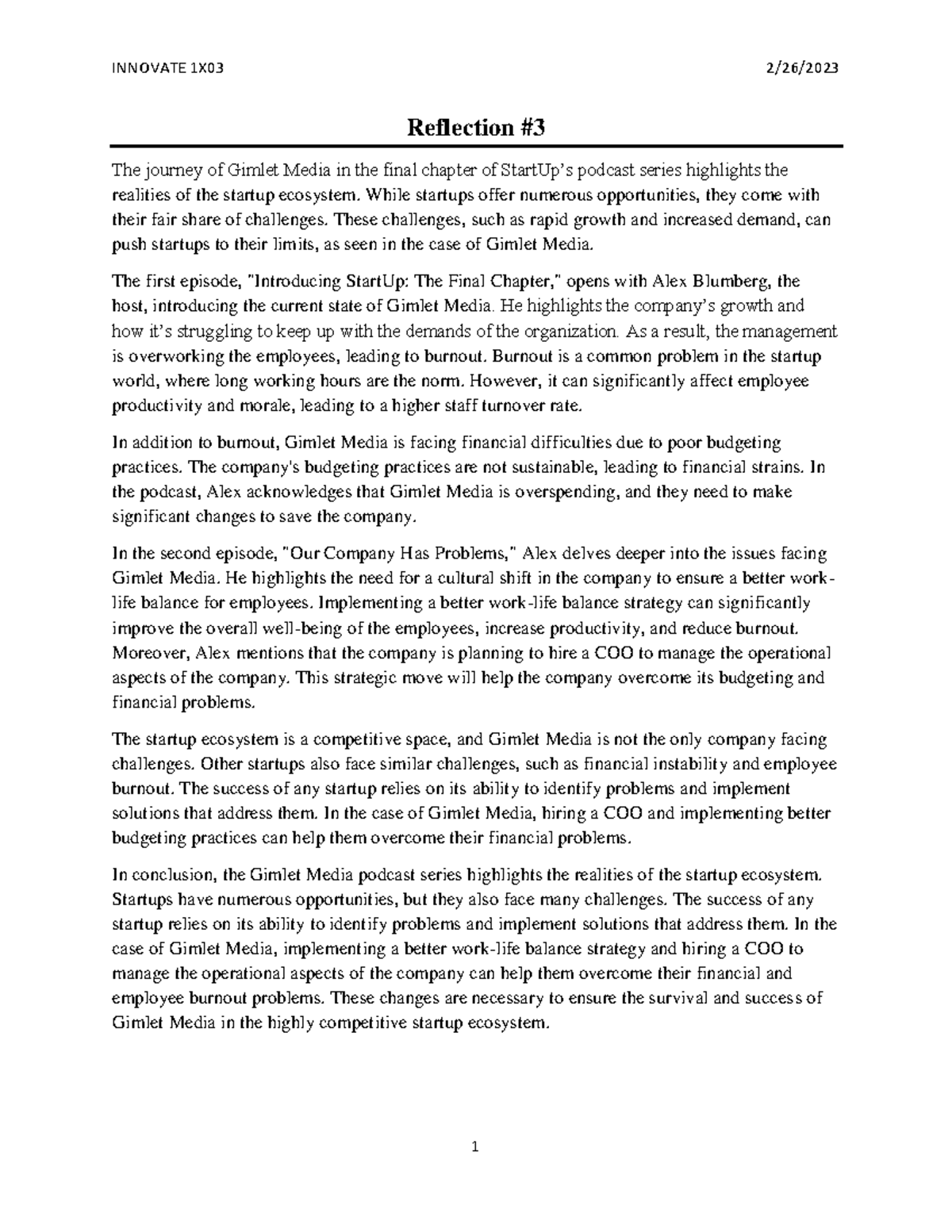 Reflection #3 - Have fun - INNOVATE 1X03 2/26/ 1 Reflection The journey ...