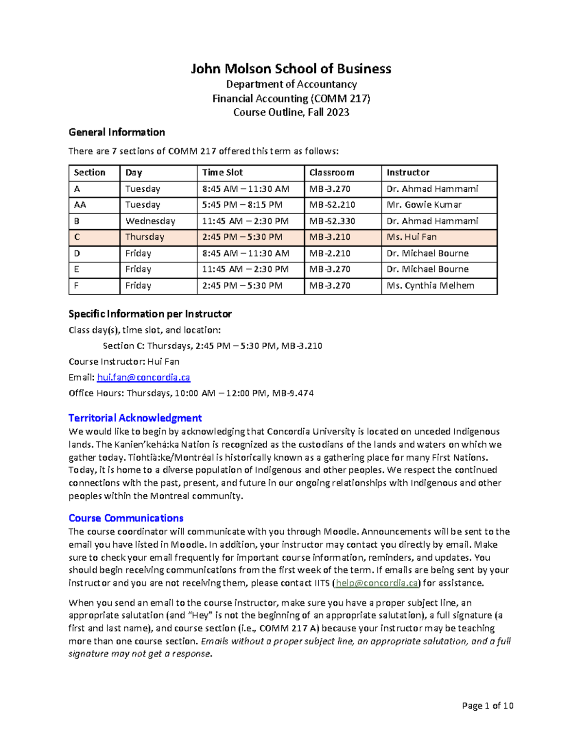 Financial Accounting Course Outline - Studocu