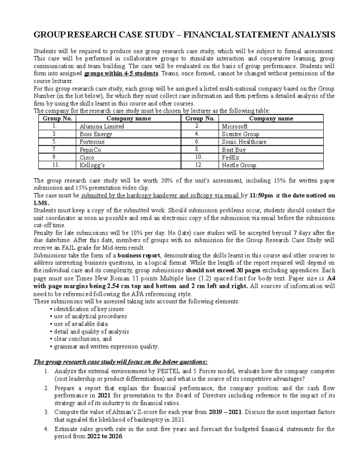 Group research Assignment 2023 KN09K46 - GROUP RESEARCH CASE STUDY ...