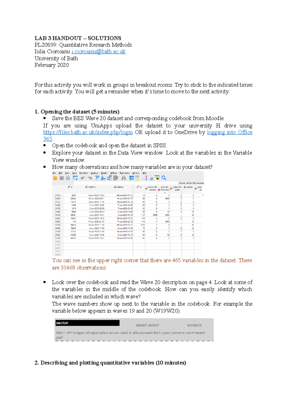 Lab 3 Handout 2021 Solutions - LAB 3 HANDOUT SOLUTIONS PL20899: Quantitative Research Methods ...