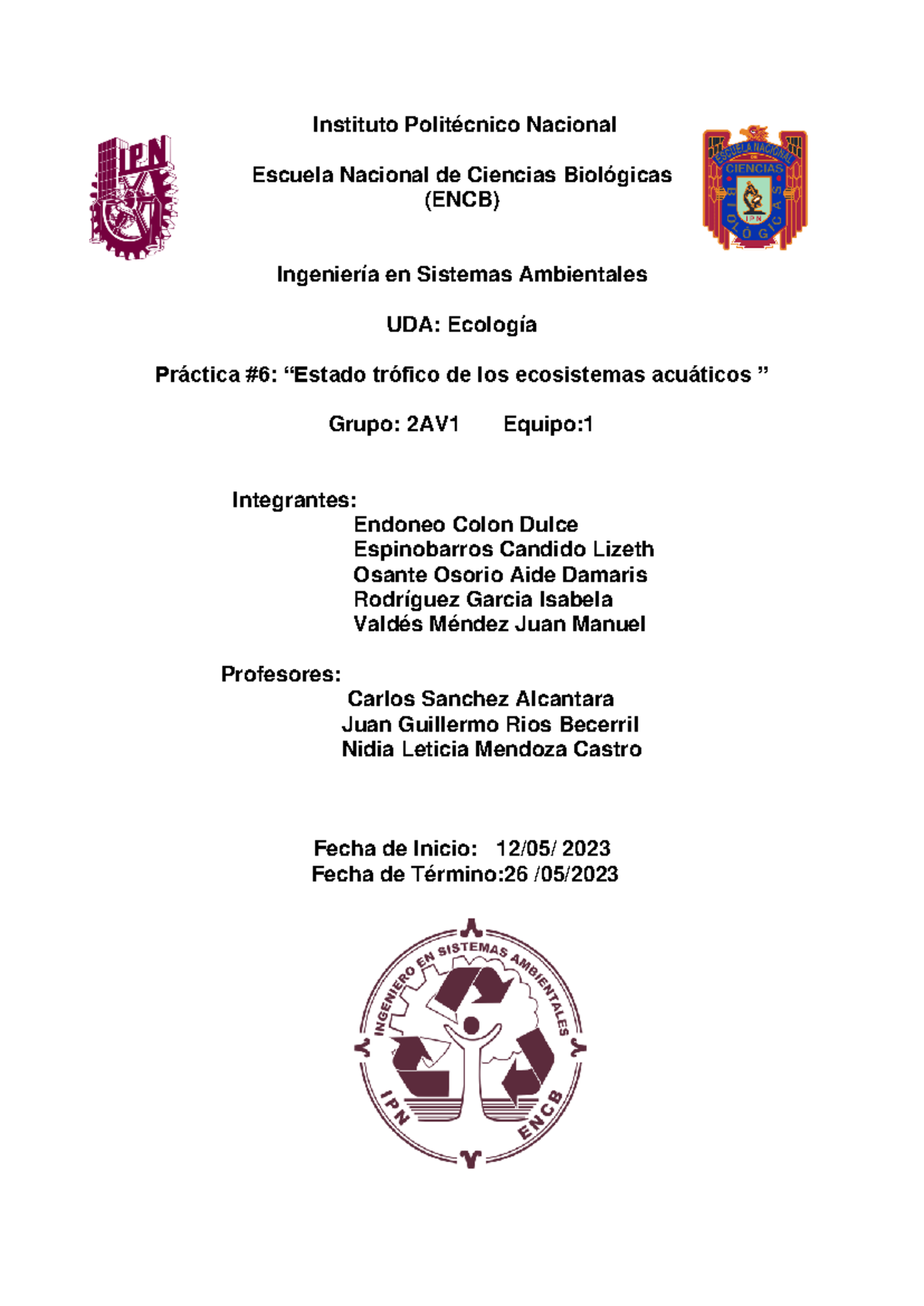 P6 Equipo 1 - Instituto Politécnico Nacional Escuela Nacional de ...