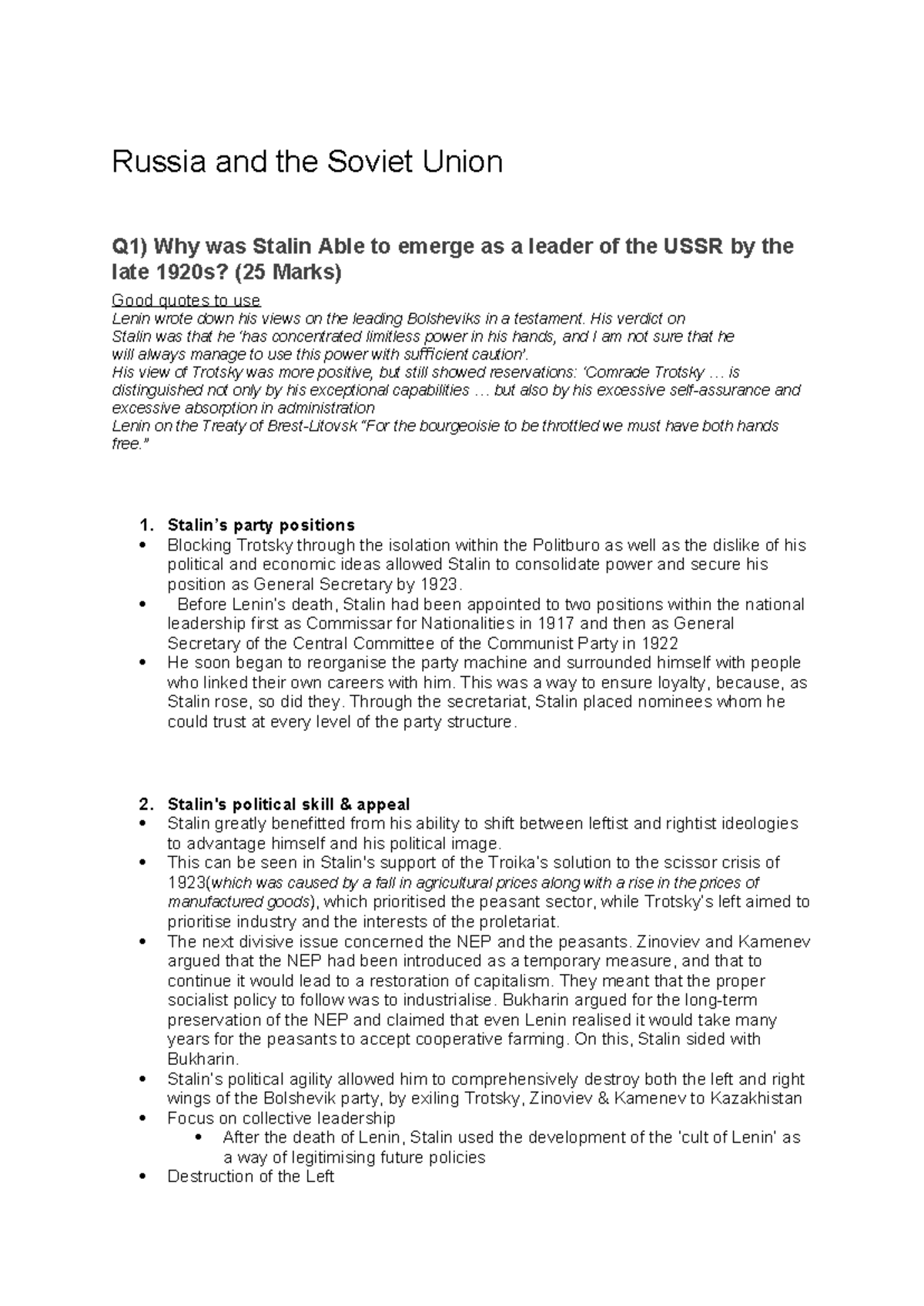 Russia and the Soviet Union modern essay plans - Russia and the Soviet ...