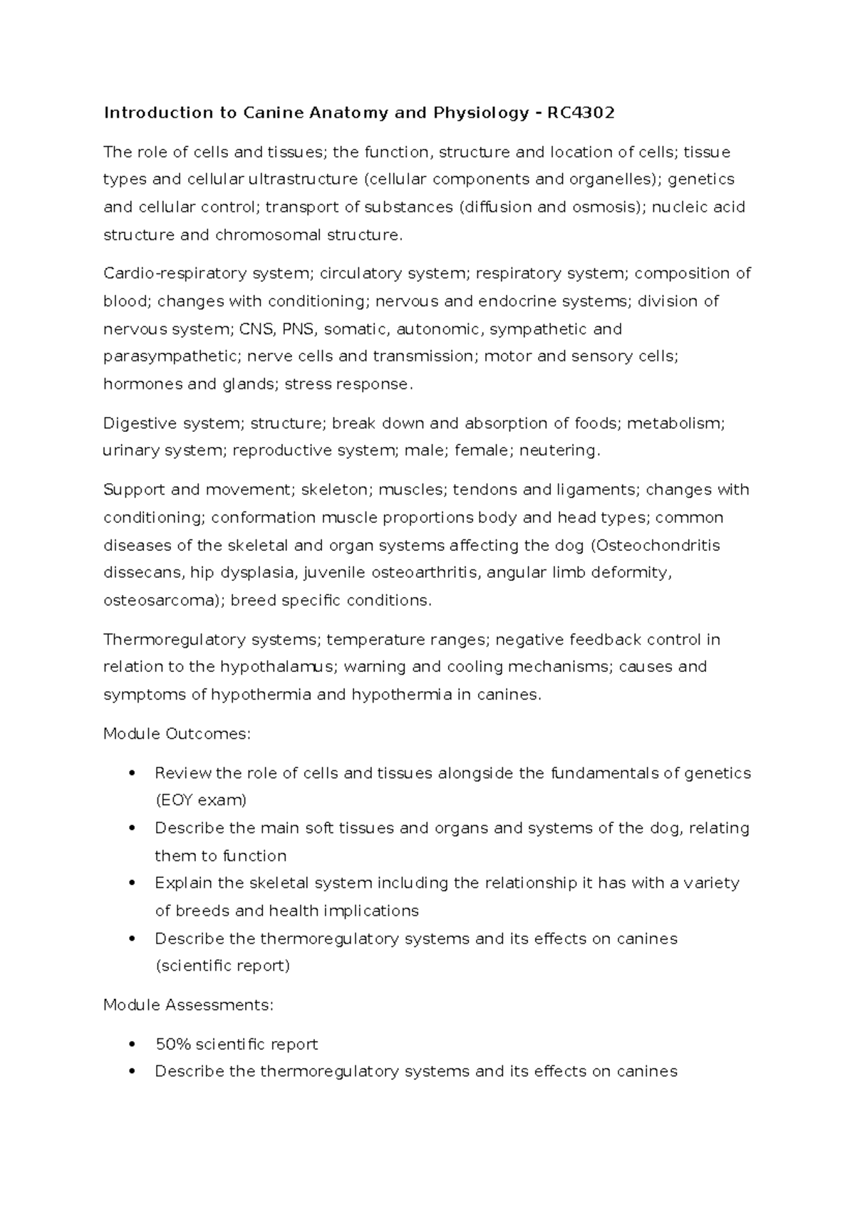 Lesson 1 - Introduction to Canine Anatomy and Physiology - Introduction ...