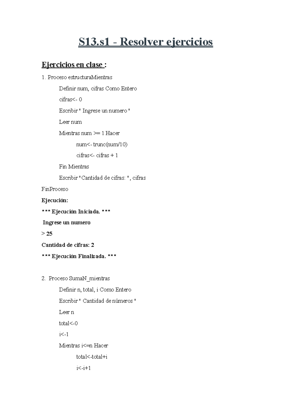 Separata 10.Unidad 03 Principio de Algoritmos - S13 - Resolver ejercicios Ejercicios en clase ...