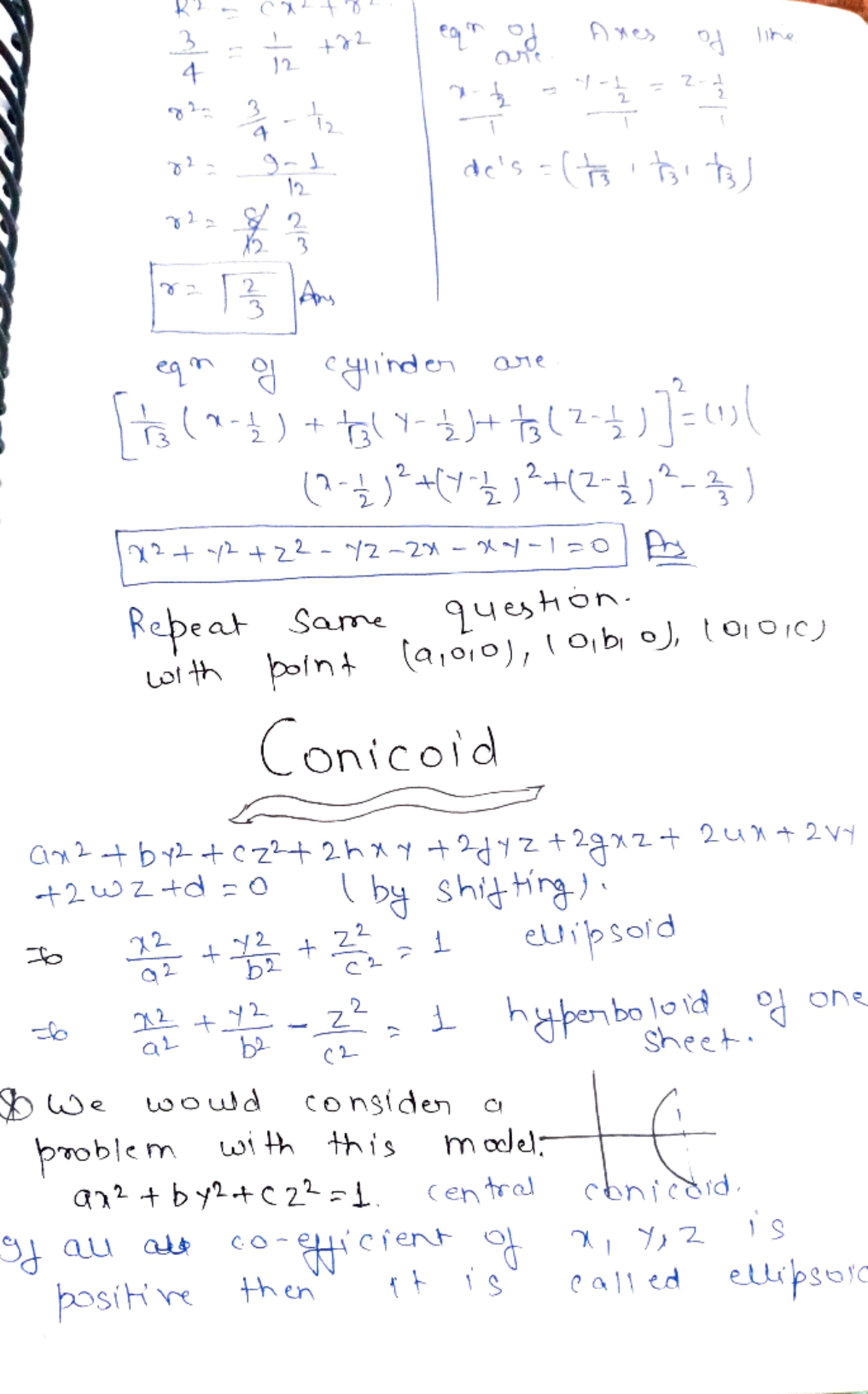 Conicoid Lecture Notes For Mathematics Optional Upsc R~ I