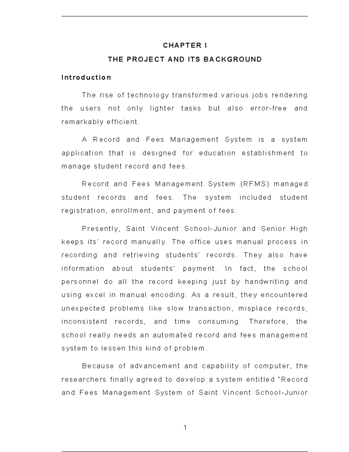Chapter 1 - for reference - C H A P T E R I T H E P R O J E C T A N D I T S B A C K G R O U N D ...