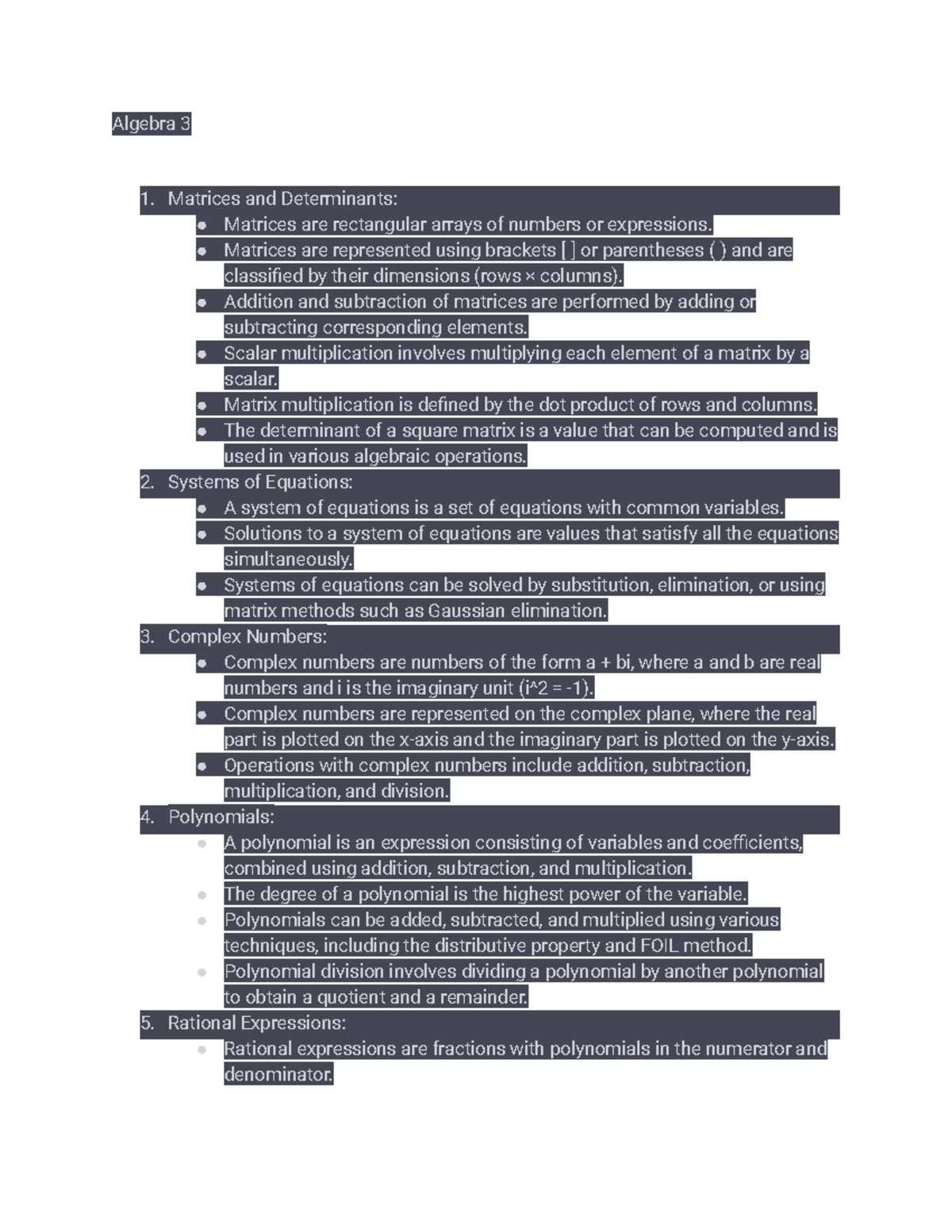 algebra three notes - Algebra 3 Matrices and Determinants: Matrices are ...
