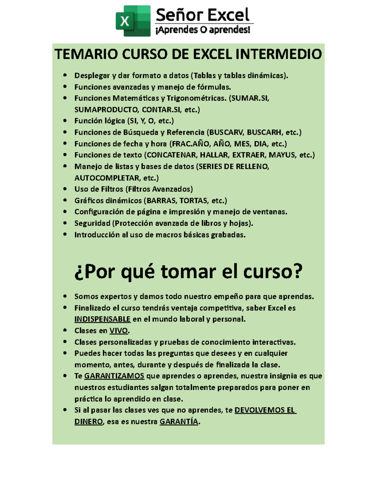 Temario Curso DE Excel Intermedio - Economía regional - UTB - Studocu