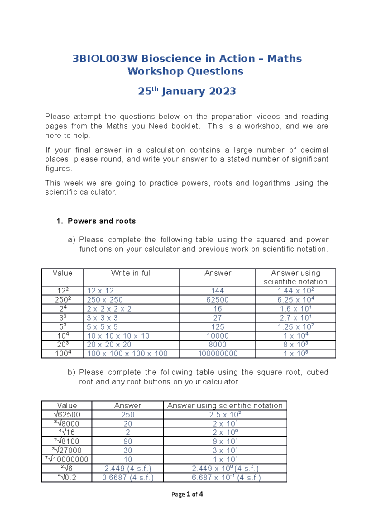 BIA Workshop Questions 25January 23 with answers - 3BIOL003W Bioscience ...