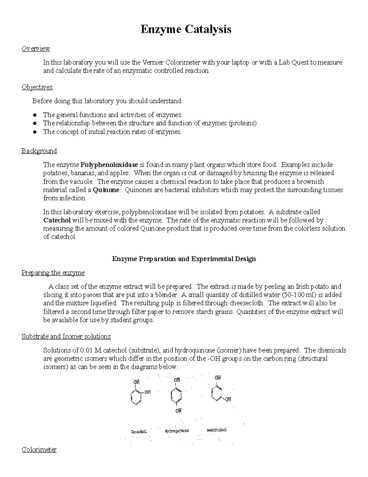 Jenna Rivers 22 - enzyme intro lab procedure - Enzyme Catalysis ...