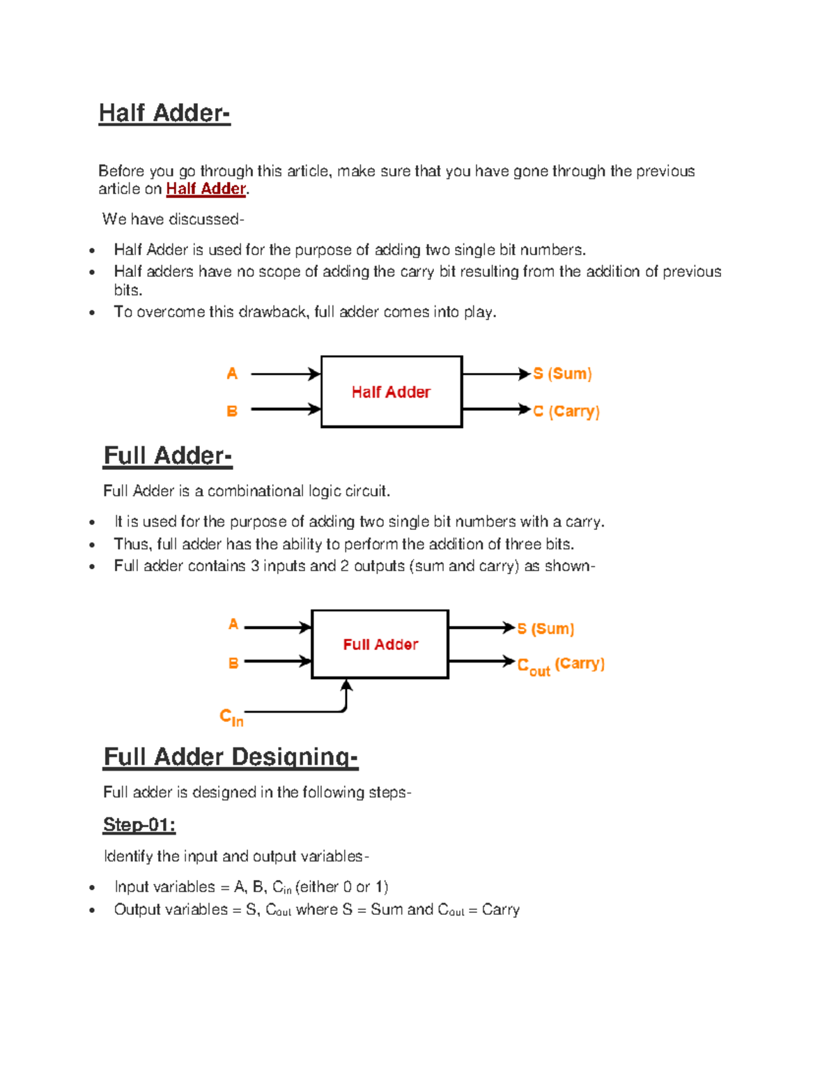 Full Adder - Half Adder- Before you go through this article, make sure ...