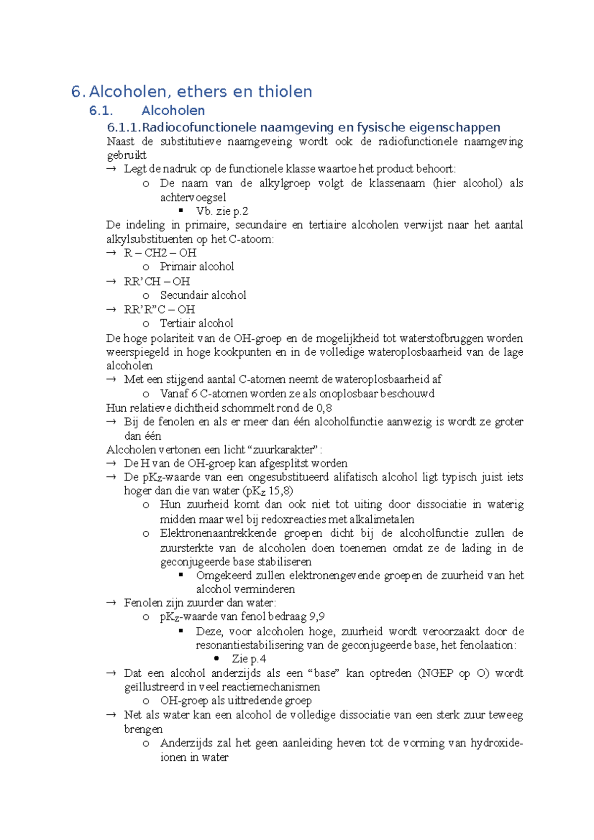 Alcoholen - Deel organische chemie - 6. Alcoholen, ethers en thiolen 6 ...