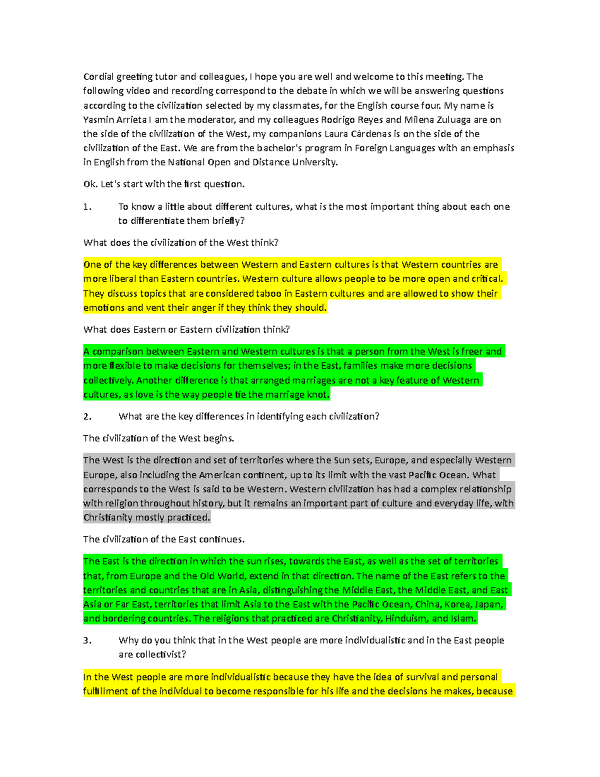 Ingles - N/A - Cordial greeting tutor and colleagues, I hope you are ...