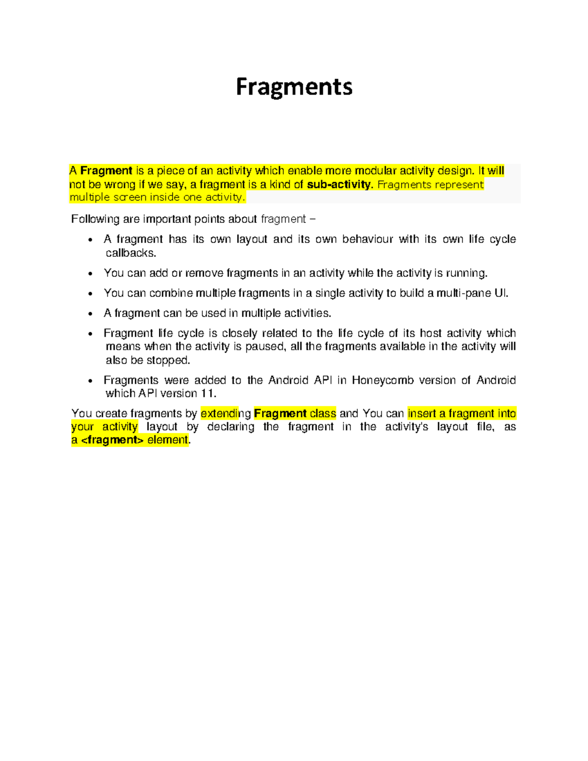 Fragments - ghhbh - Fragments A Fragment is a piece of an activity ...