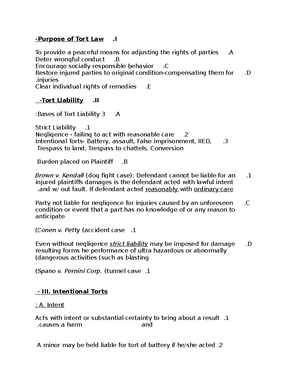 Torts Outline mitchell - Table of Contents INTENTIONAL - Studocu