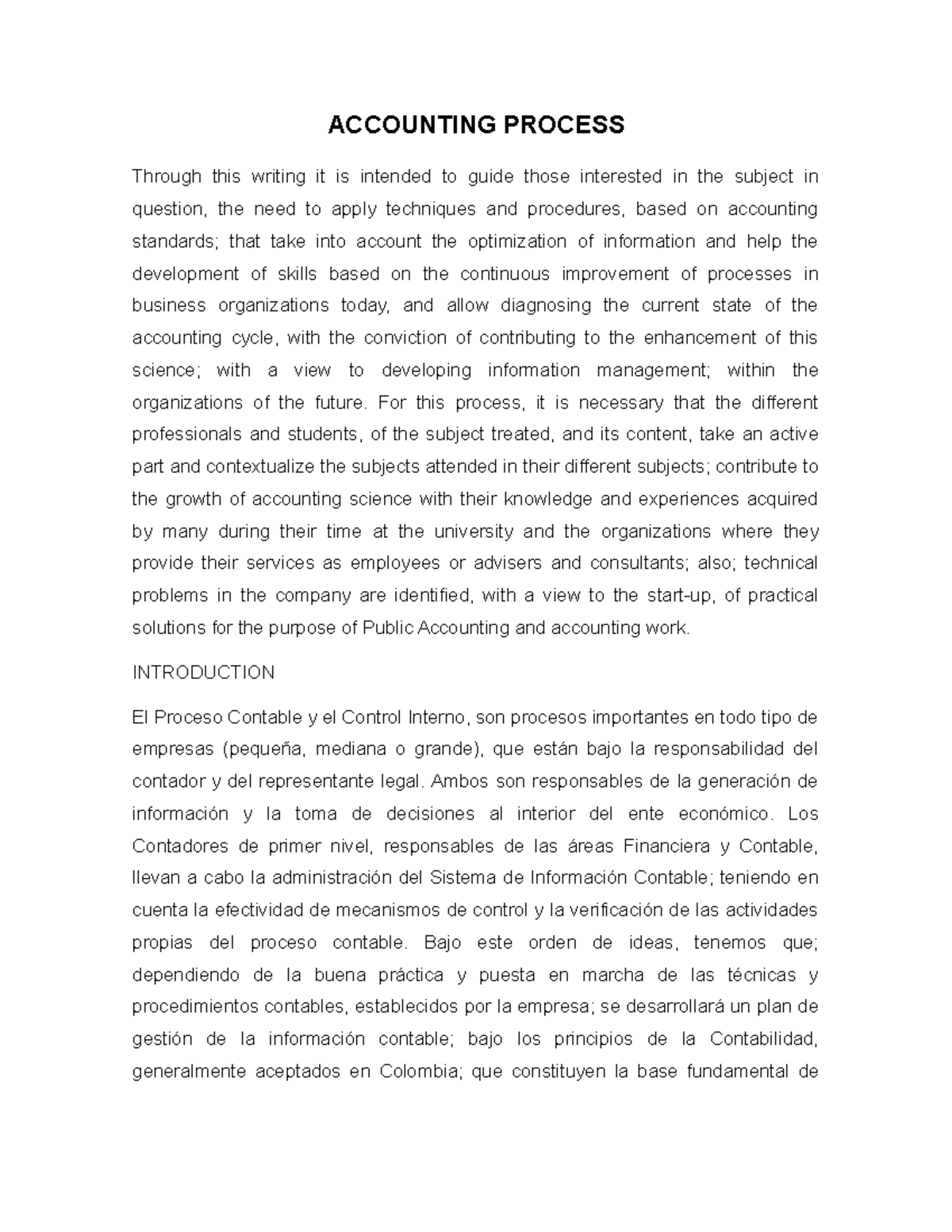 Accounting Process - ACCOUNTING PROCESS Through this writing it is ...