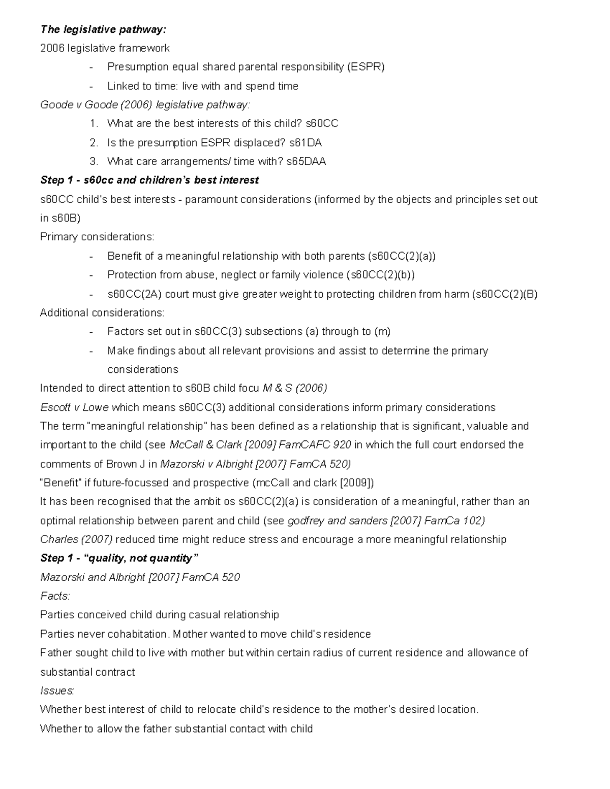 Exercise of discretion in reallocating parental resp - The legislative ...