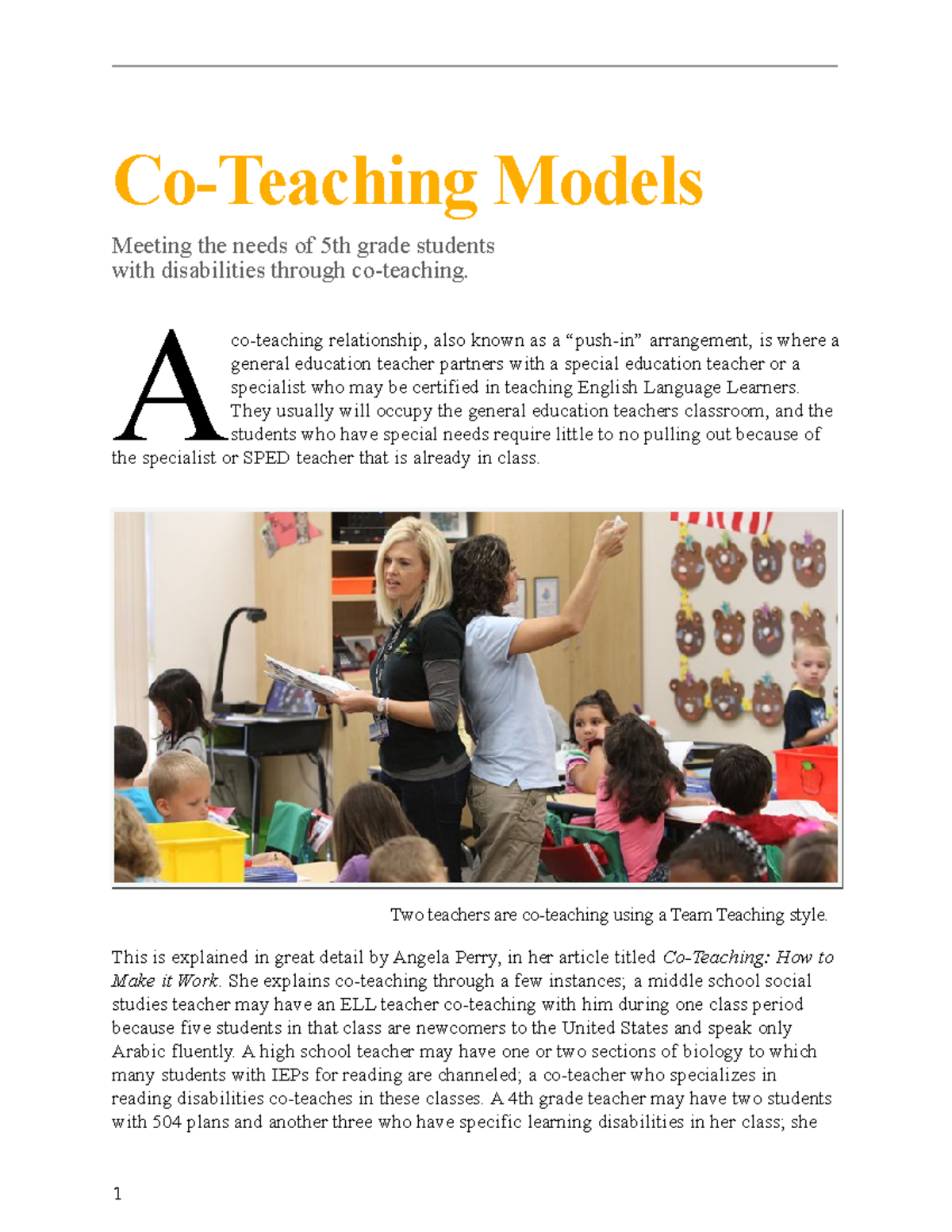 Co Teaching Models Handout Co Teaching Models Meeting The Needs Of co-teaching-models-handout-co-teaching-models-meeting-the-needs-of