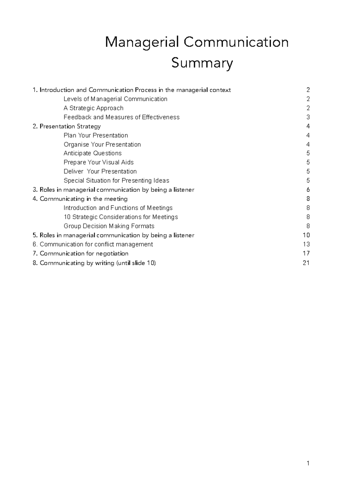 Managerial communication summary - Managerial Communication ...