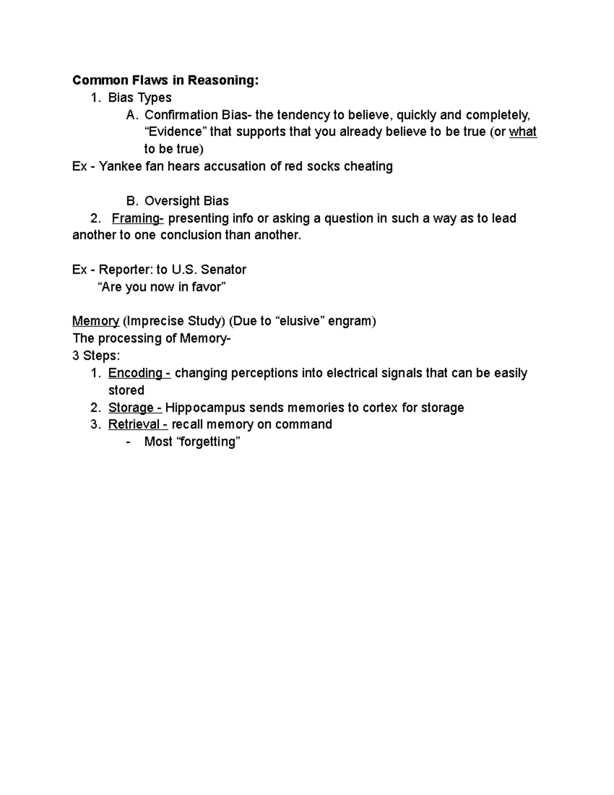 Psych Notes #19 - Common flaws in Reasoning - Common Flaws in Reasoning ...