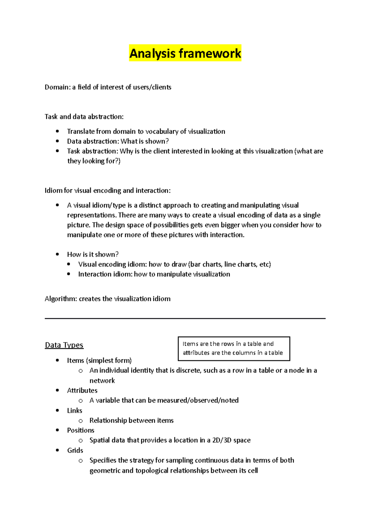 Notes - Analysis framework Domain: a field of interest of users/clients ...