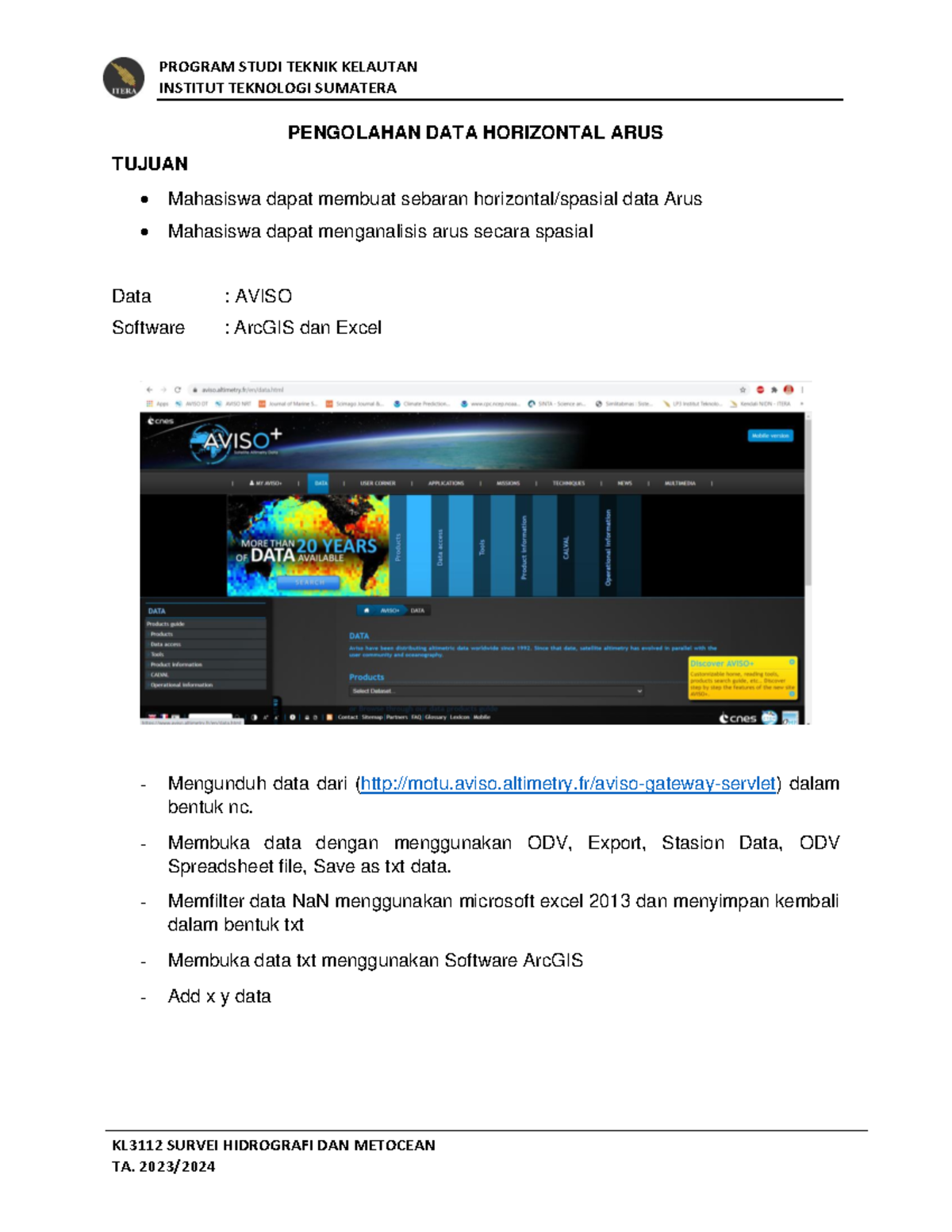 Suhime Tutorial Pengolahan Data Arus Horizontal Satelit Altimetri - INSTITUT TEKNOLOGI SUMATERA ...