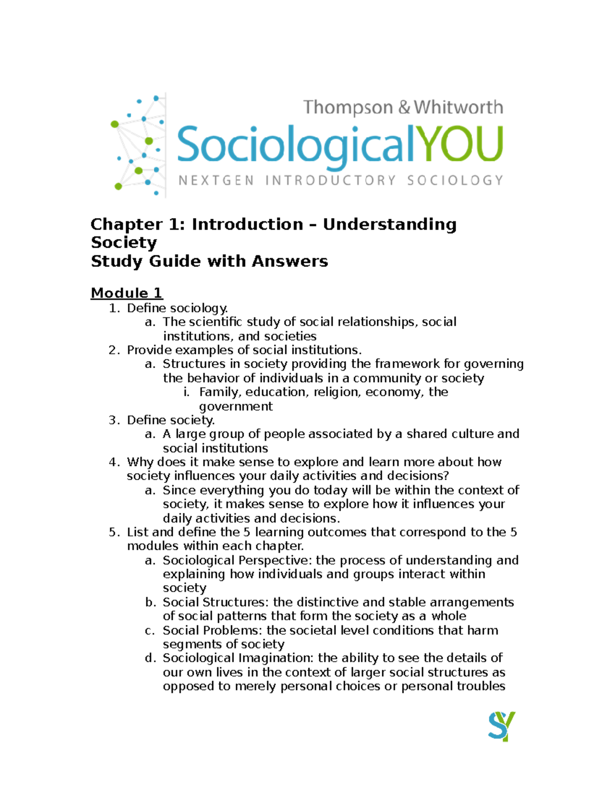 Chapter 1 Study Guide Answers - Chapter 1: Introduction – Understanding ...