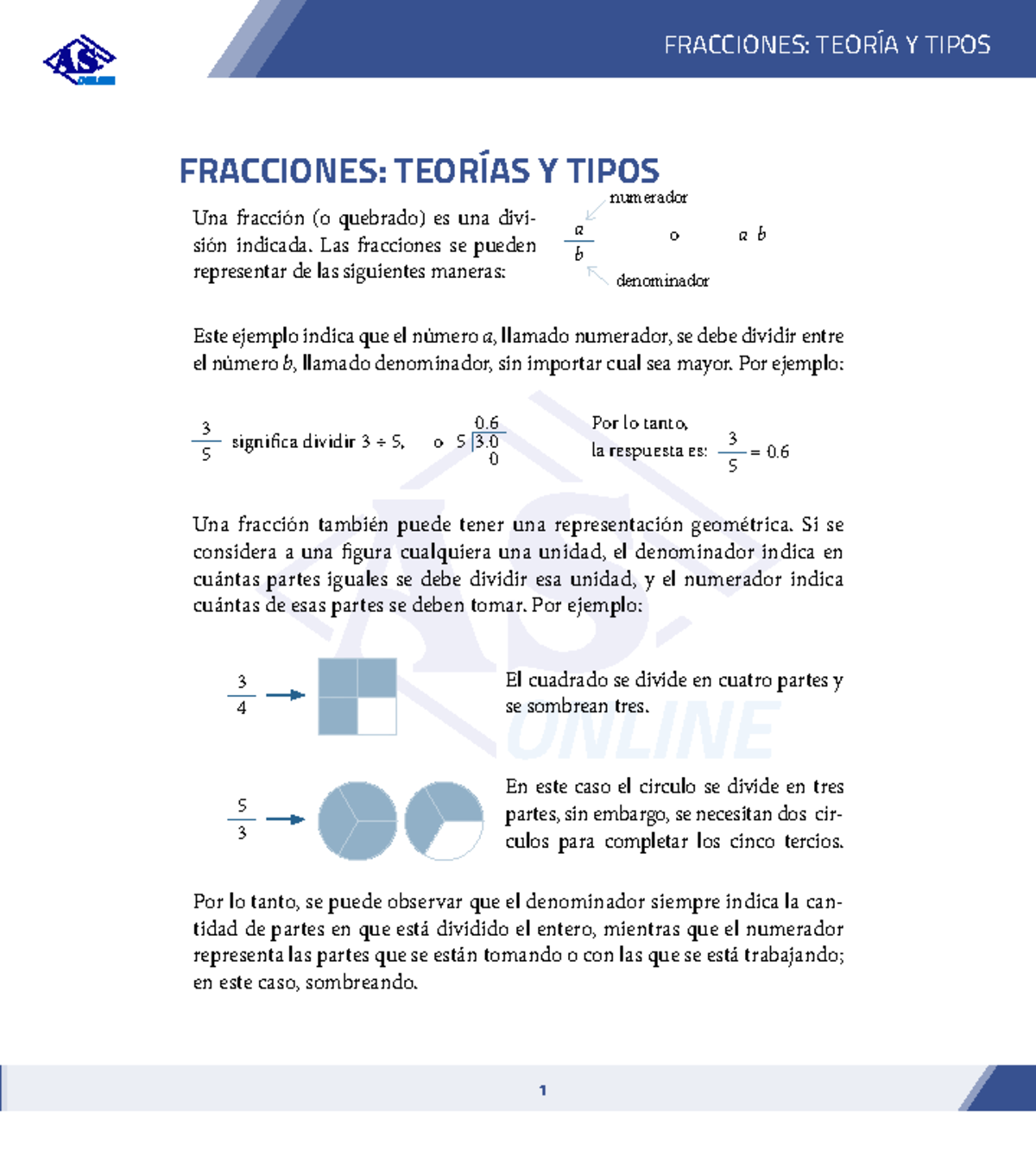 1.11 PDF Fracciones teoría y tipos - CONTENIDO FRACCIONES: TEORÍAS Y ...