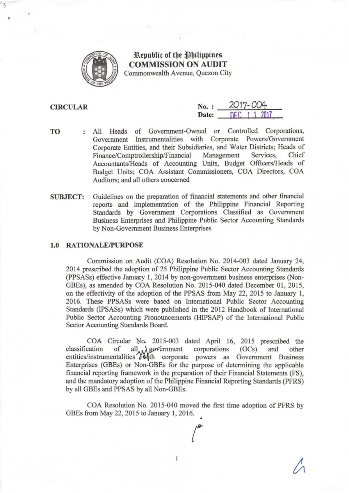 COA C2017-004 - COA C2017-004 - CIRCULAR ]lXepuhlit of tbe ~bilippine1 ...