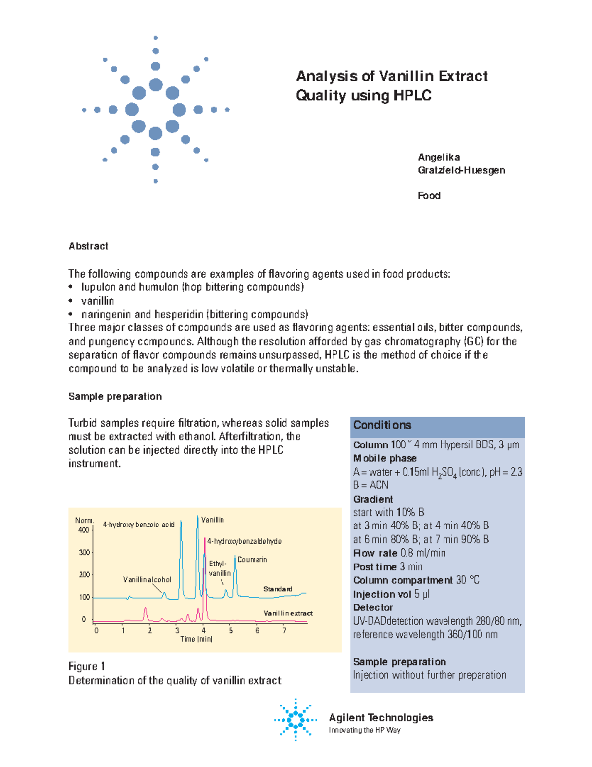 Analysis of Vanillin Extract Quality using HPLC - Analysis of Vanillin ...