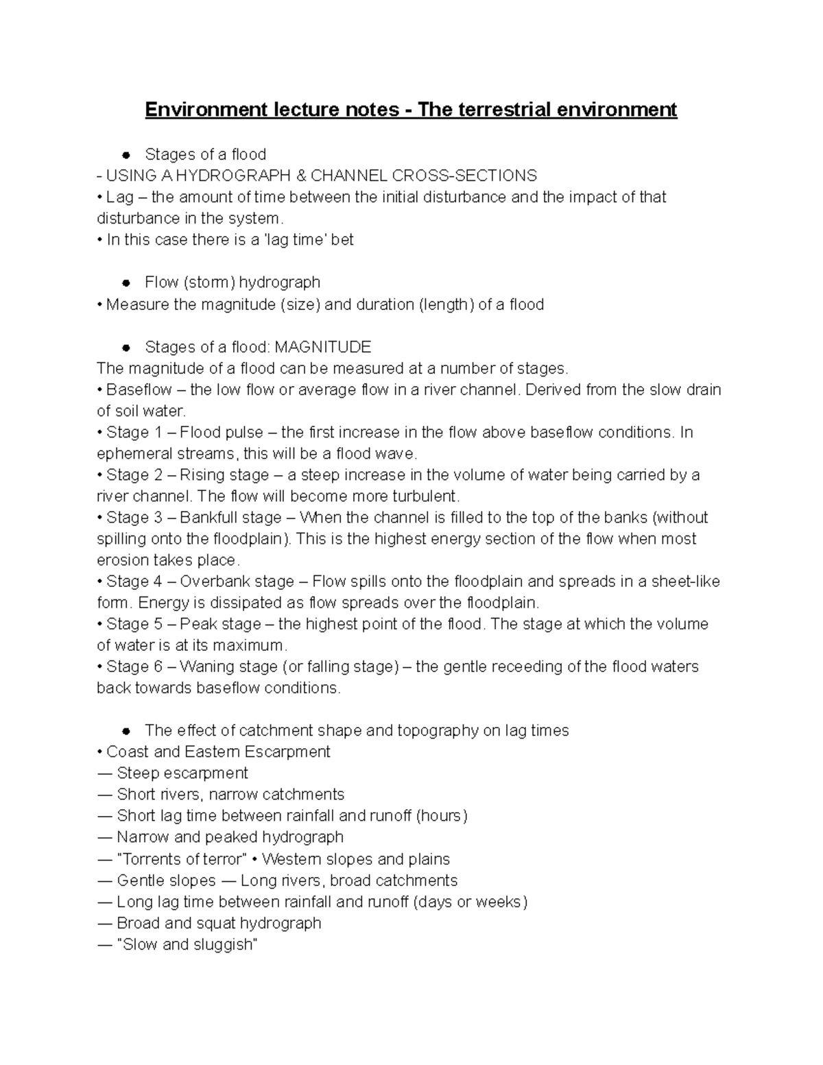 Environment lecture notes - The terrestrial environment - In this case ...