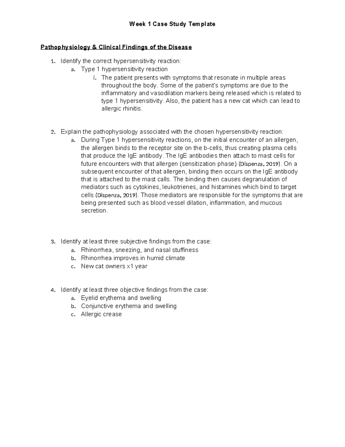 Week 1 Case Study - Week 1 Case Study Template Pathophysiology ...