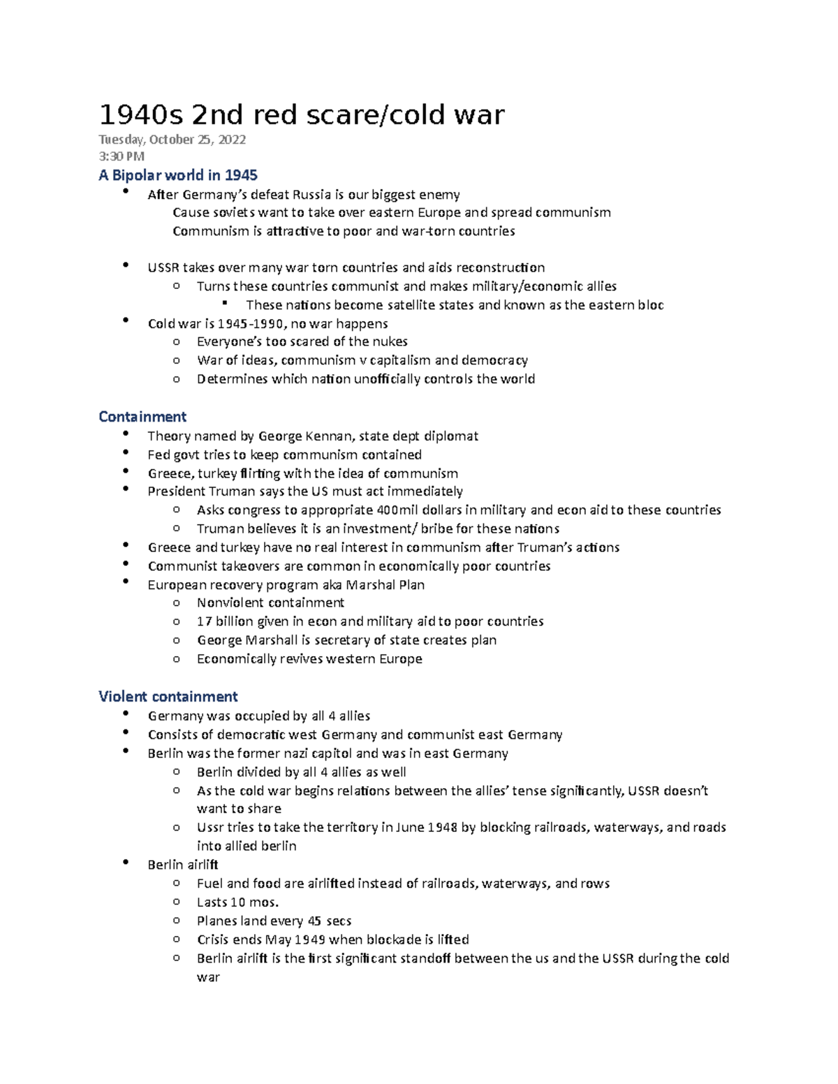 1940s2ndredscareandcoldwar hist2112 - 1940s 2nd red scare/cold war ...