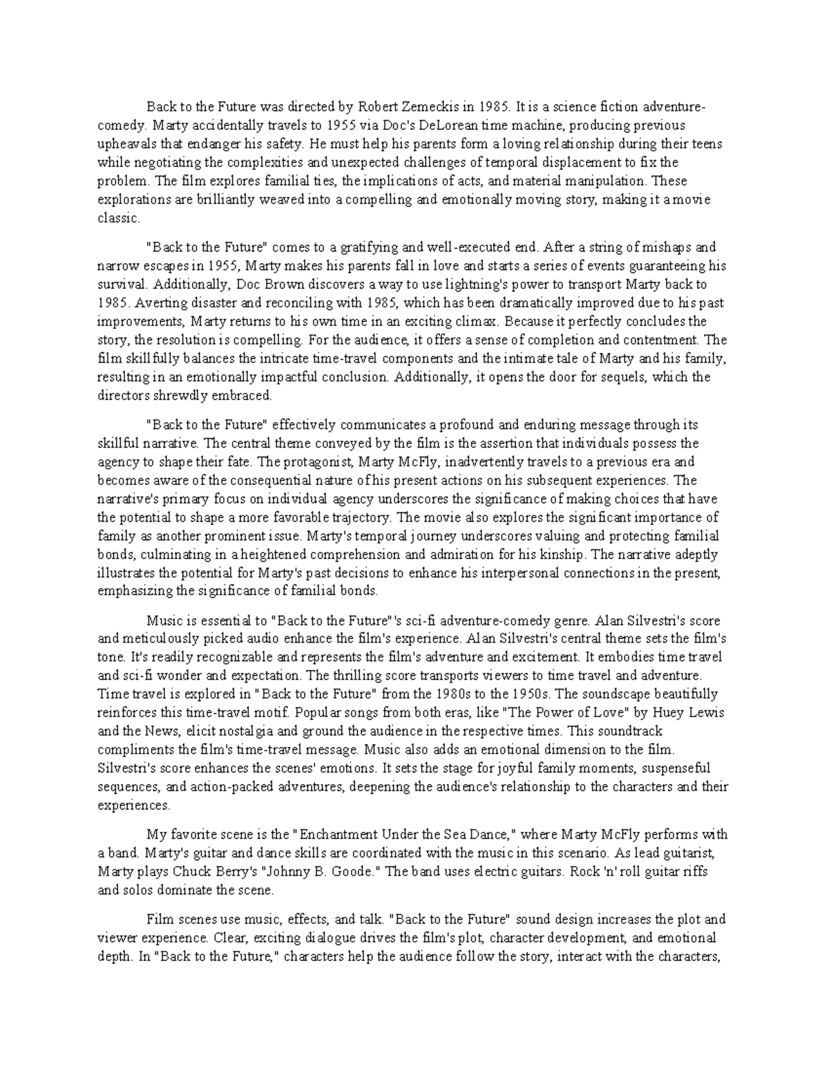 Homework - The assignment is well written. - Back to the Future was ...