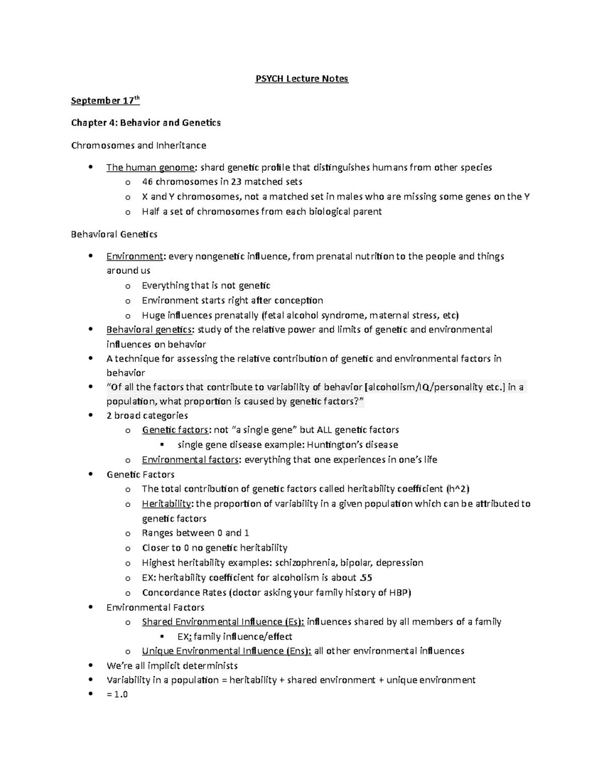 Psych Lecture Ch.4 - PSYCH Lecture Notes September 17th Chapter 4 ...