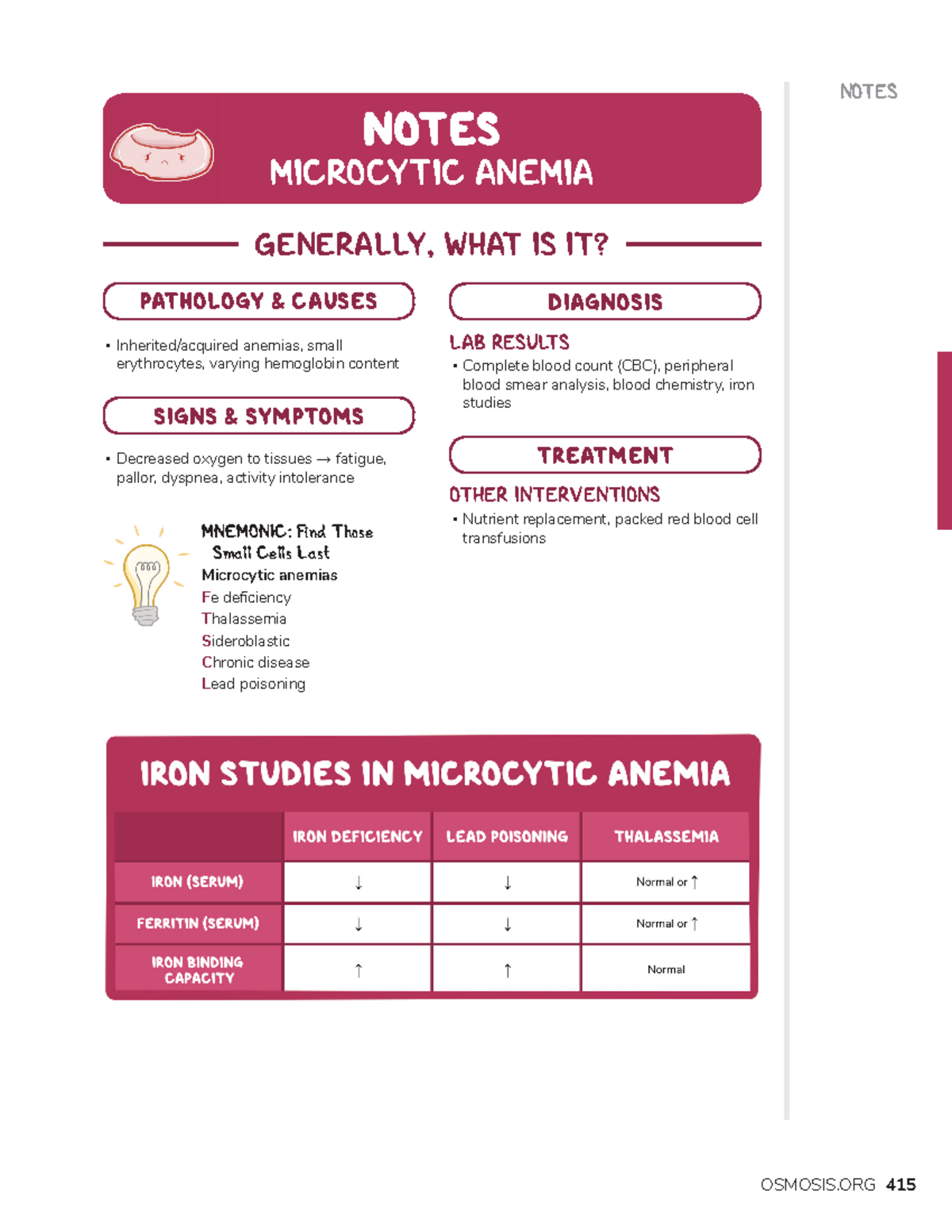Microcytic anemia - blood diseases - NOTES NOTES MICROCYTIC ANEMIA ...