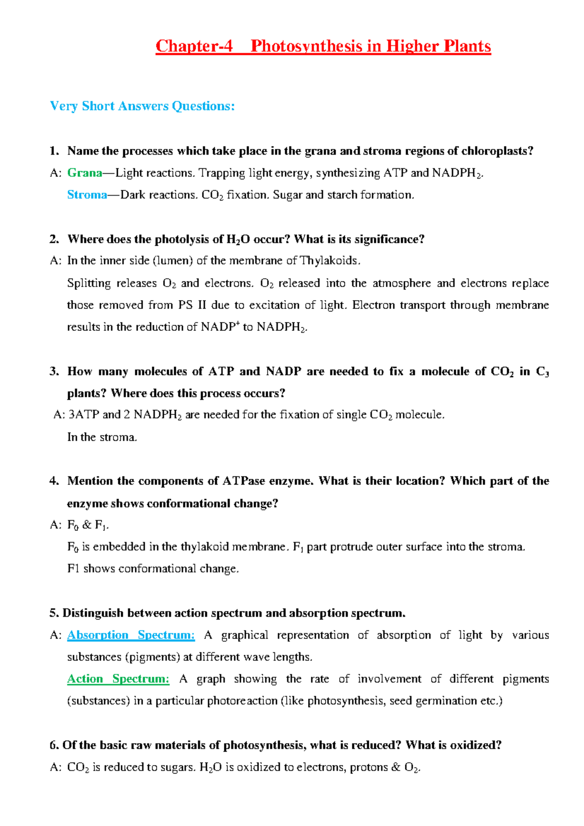 Inter-material-iindyearem-botany-chapter-4 photosynthesis higher plants ...