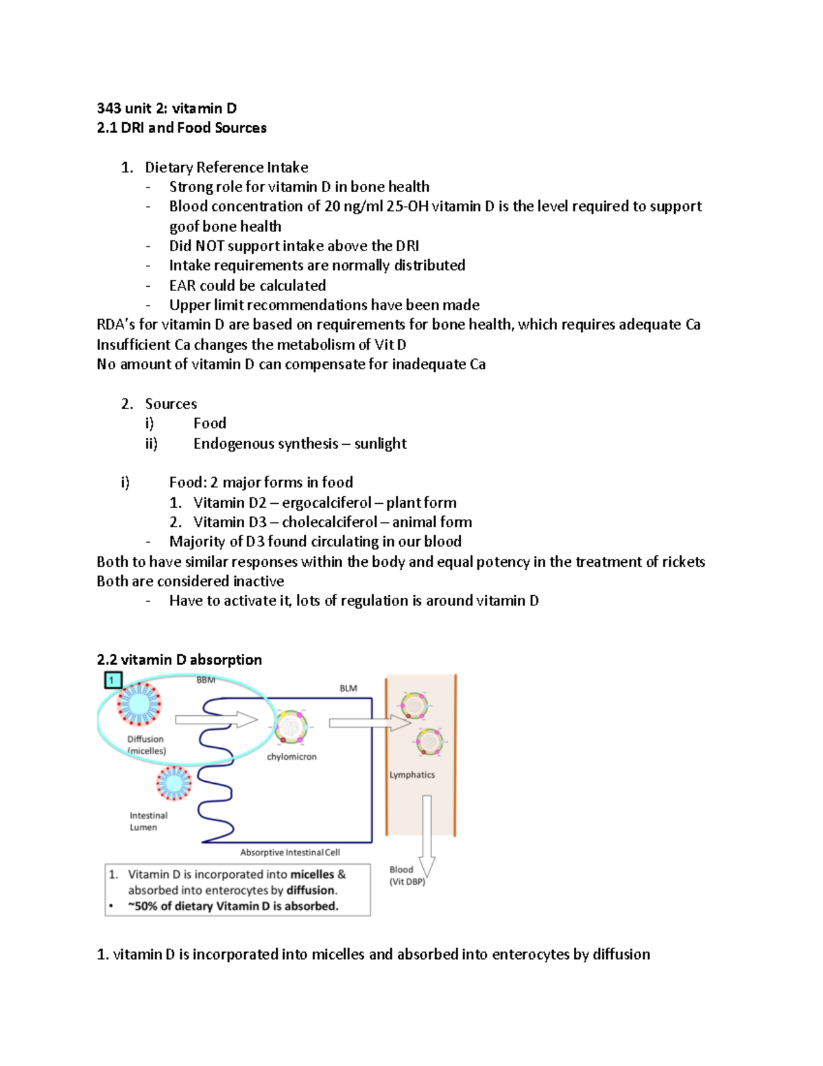 Vitamin D and Calcium 343 - 343 unit 2: vitamin D 2 DRI and Food ...