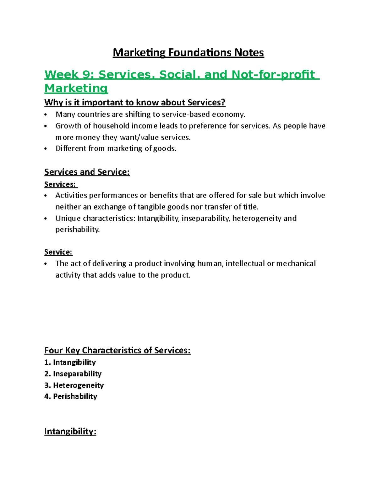 Marketing Foundations (24108) Week 9 Lecture Notes HD - Marketing ...