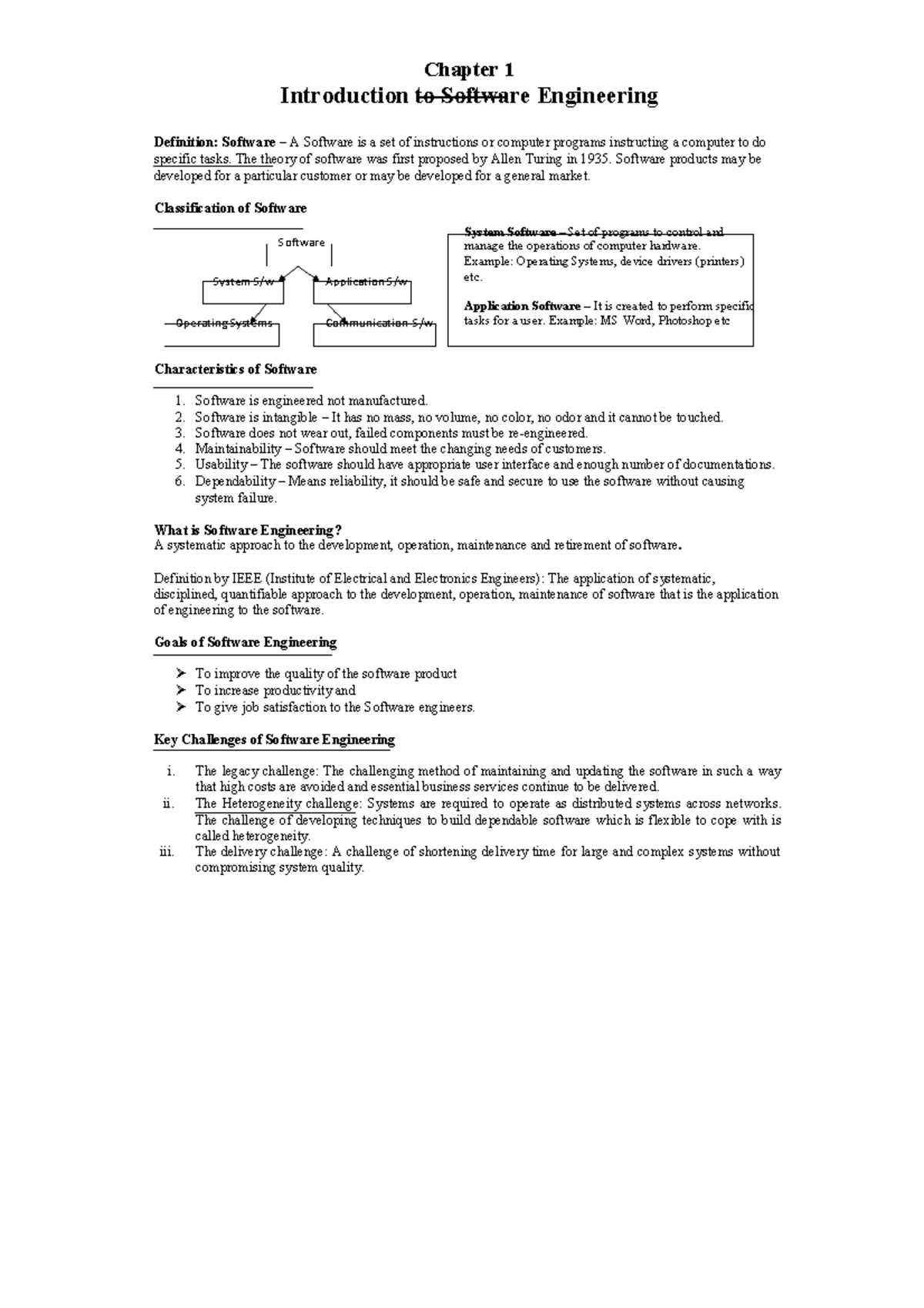 Software-engineering-notes compress - Chapter 1 Introduction to ...