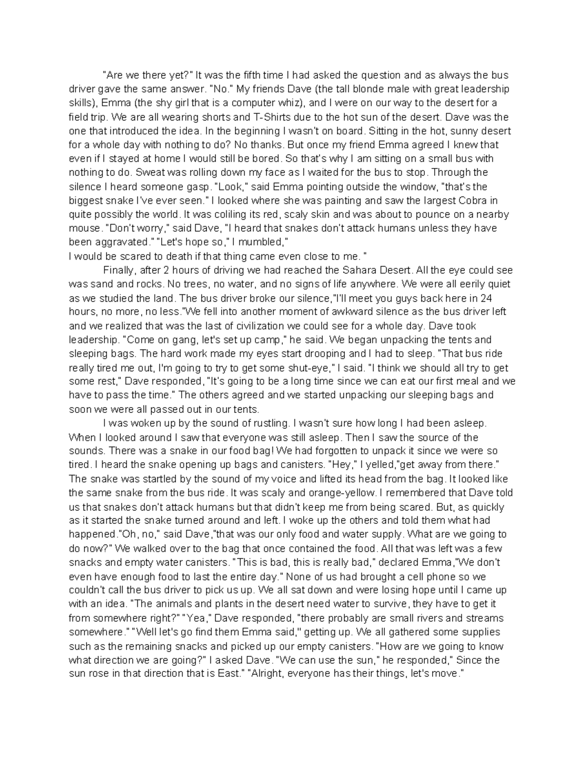 Abdul Indorewala - Short story activities part 2 - “Are we there yet ...