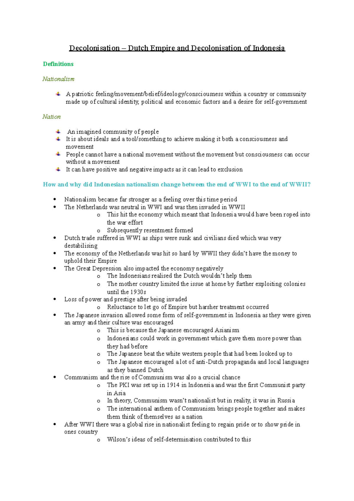 Decolonisation – Dutch Empire and Decolonisation of Indonesia - Studocu