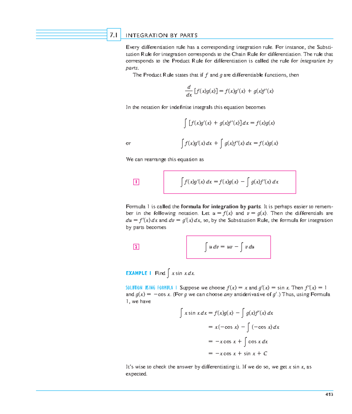Math ch 7-1 - math work - ####### INTEGRATION BY PARTS ####### Every differentiation rule has a ...