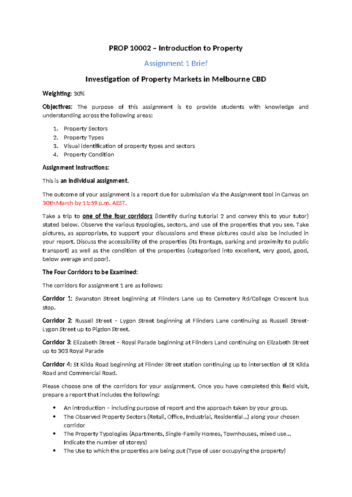 Assignment 1 Brief - PROP 10002 – Introduction to Property Assignment 1 ...