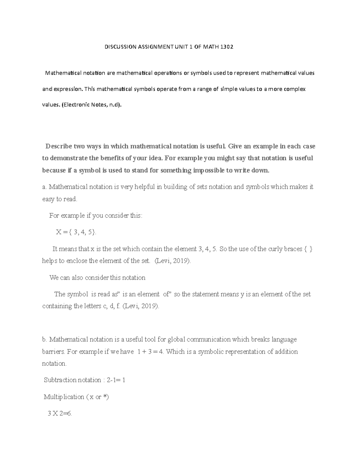 Discussion Assignment UNIT 1 OF MATH 1302 - CS 2301 - UoPeople - Studocu