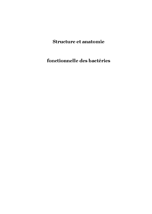 Résumé Cours Structure Bactérienne - Cours : Structure Bactérienne I ...